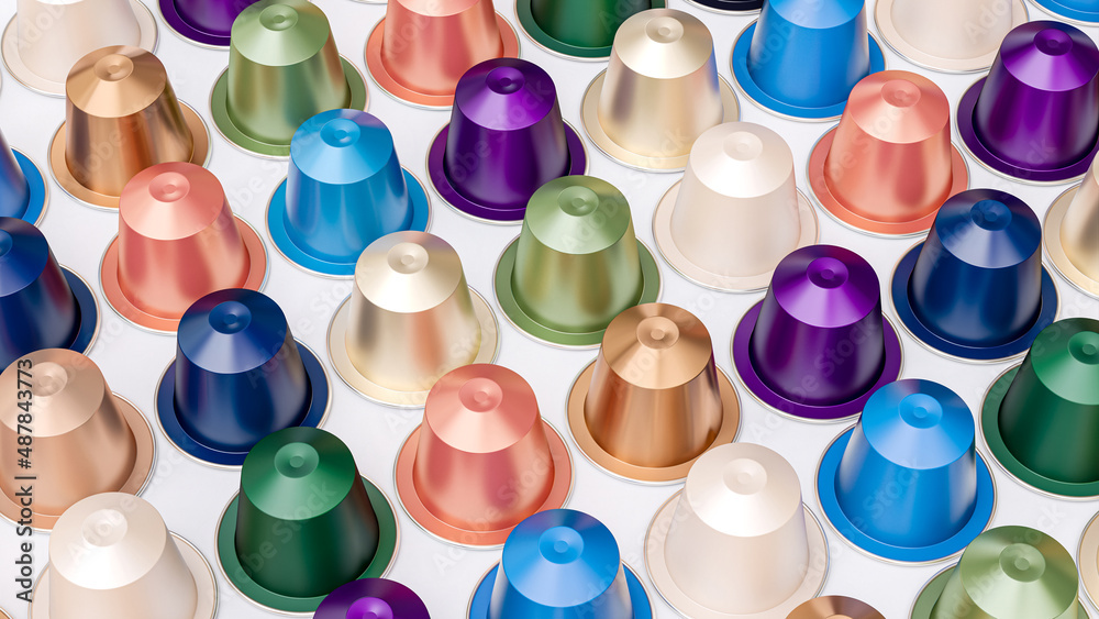 variety of different types of flavor espresso capsules. Stock Photo ...