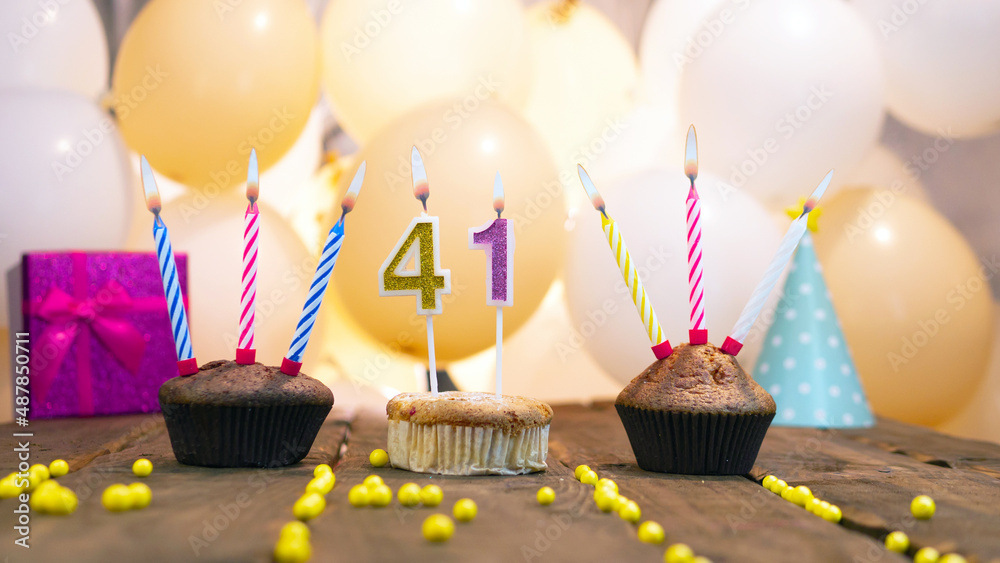 A beautiful birthday card for a girl with the number 41 in a cupcake ...