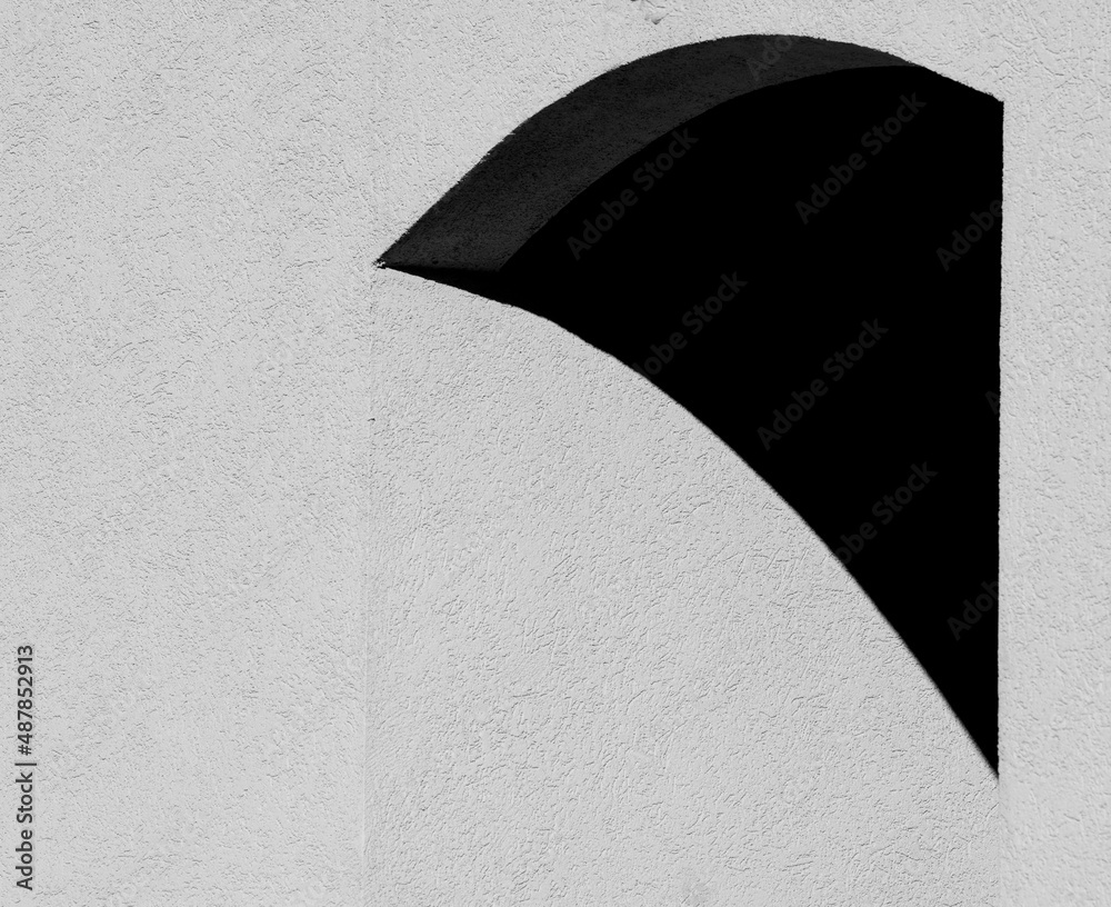 black and white abstract geometric shape of window opening of exterior ...