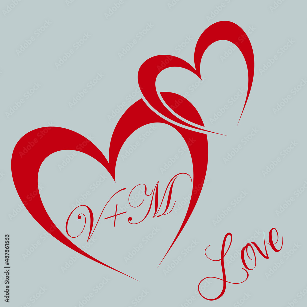 V+M letter logo design,VM letter with love shape design,VM creative ...