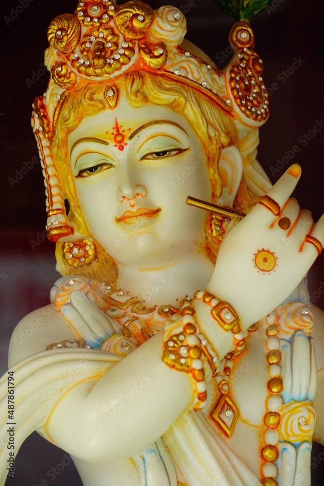 Lord Krishna statue close up Stock Photo | Adobe Stock