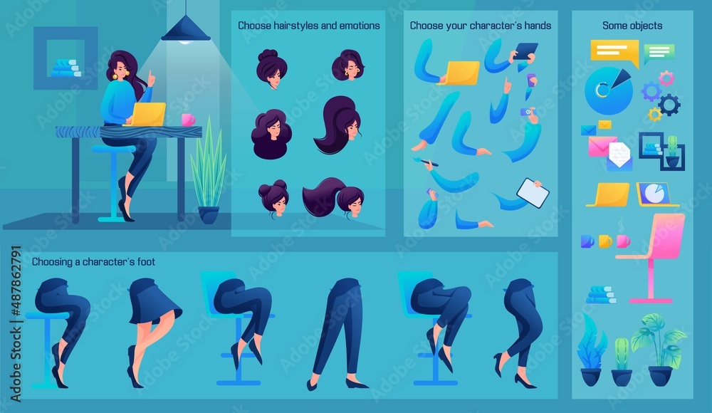 Stylized Business Character, Manager. Set for Animation. Use Separate ...