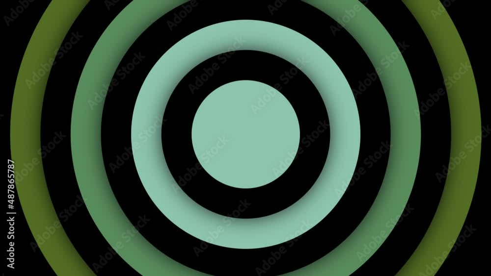 Greenish moving circles on black background. Slow zoom round shape ...