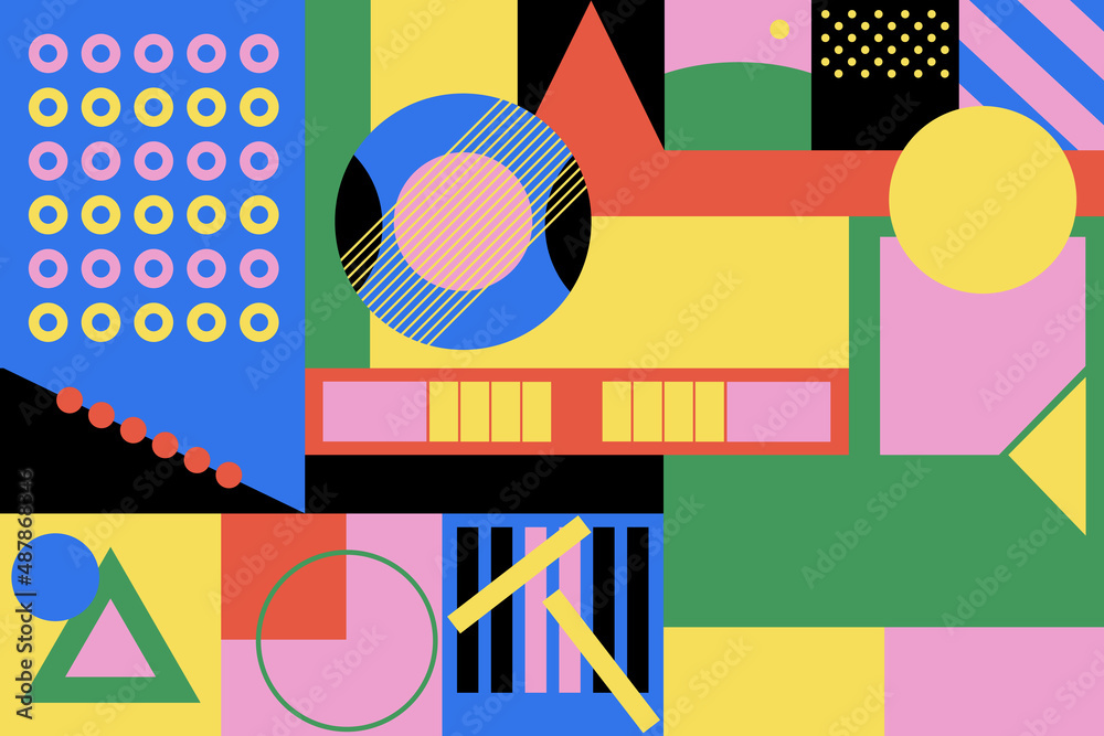 Figuras abstractas con variedad de formas y colores. Fondo extravagante ...