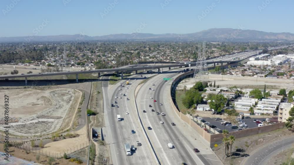 Traffic highway transportation. Expressway, highway top view. Aerial ...