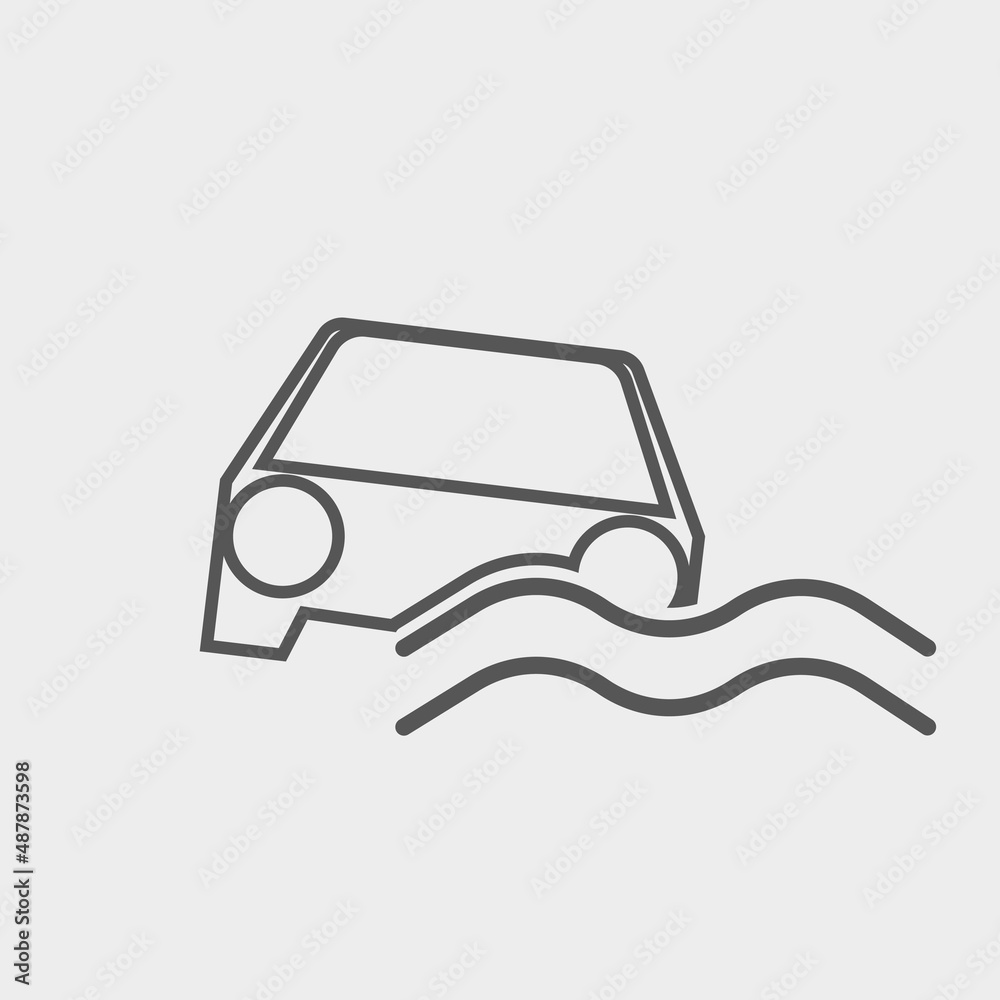 Car drowning vector icon illustration sign Stock Illustration | Adobe Stock