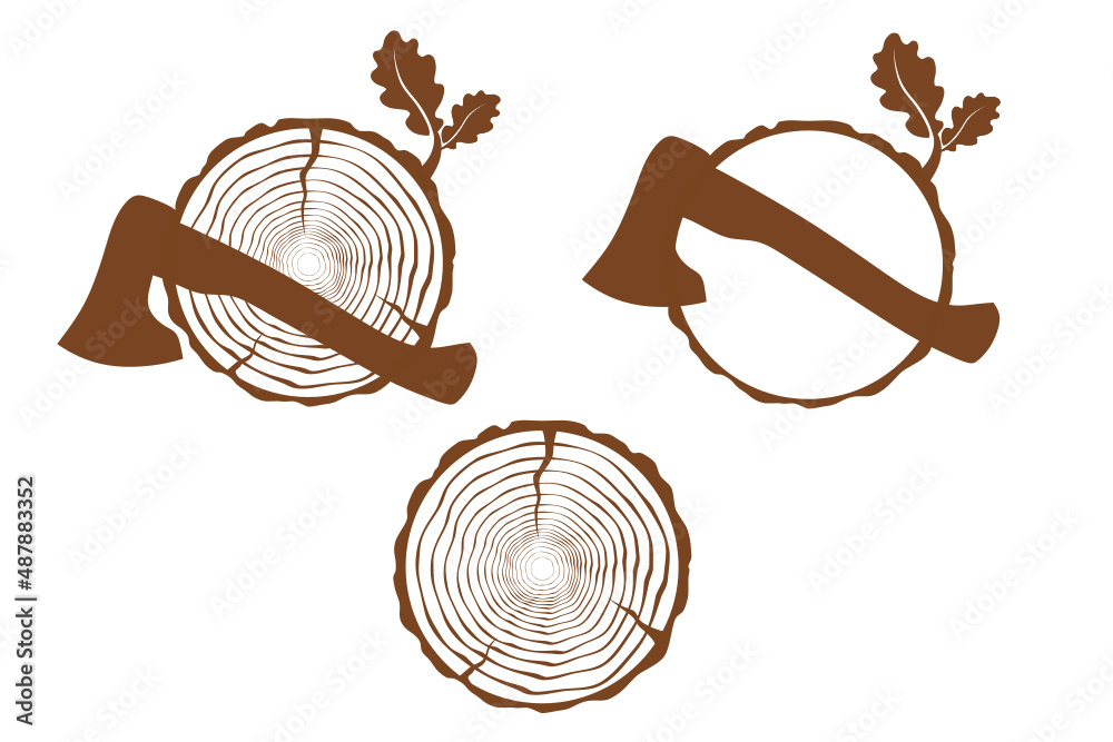 Woodworking logo. Tree cut logo. A section of a tree trunk Stock Vector ...