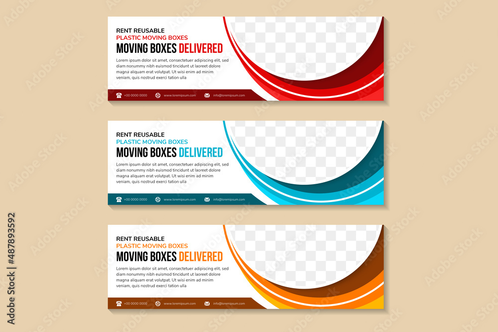 moving boxes delivered business banner template, horizontal advertising ...