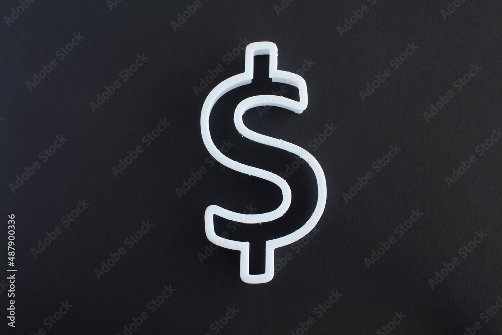 Dollar Sign in White Isolated on Black Background as a Symbol for Money ...