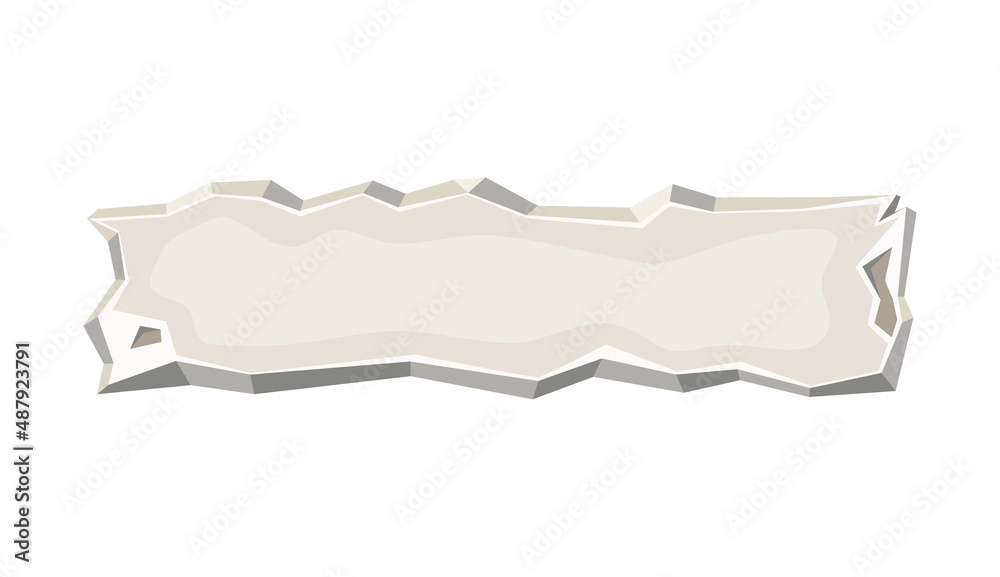 Rectangle stone tablet. Gray frame, block boulder for interface ui ...