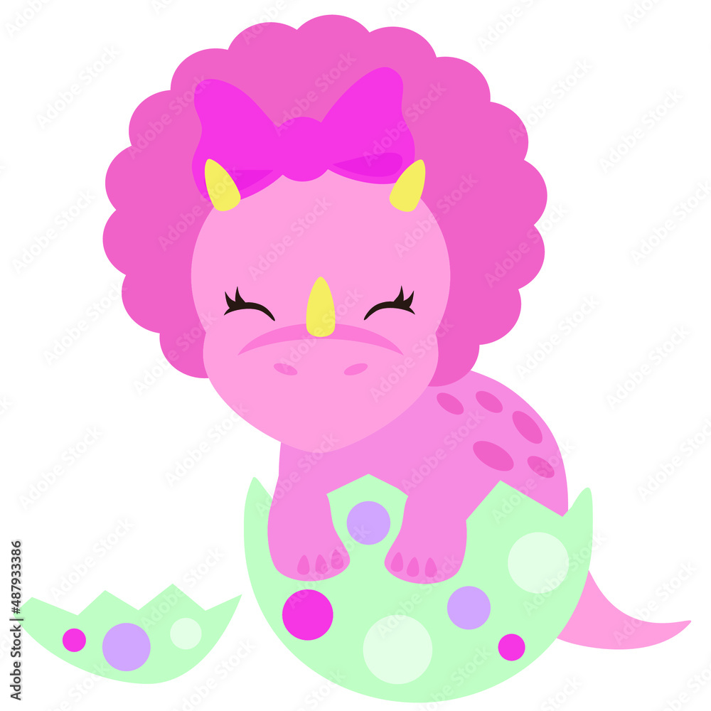 Baby dinosaur girl triceratops vector cartoon illustration Stock Vector ...