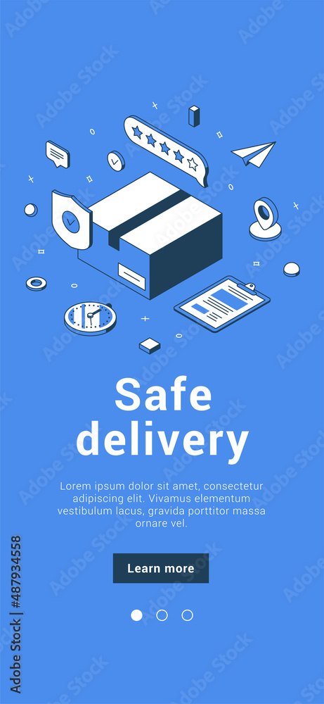 Safe delivery at pandemic mobile app vector illustration. Cardboard box ...