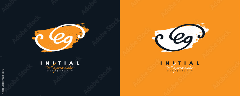 Initial E and G Logo Design with Elegant and Minimalist Handwriting ...