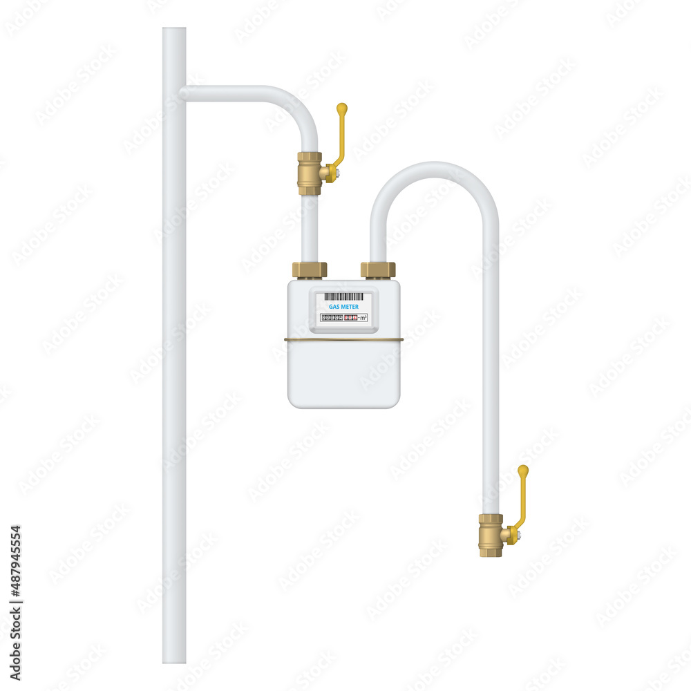 Gas meter connection. Connection diagram. Vector illustration. Stock ...