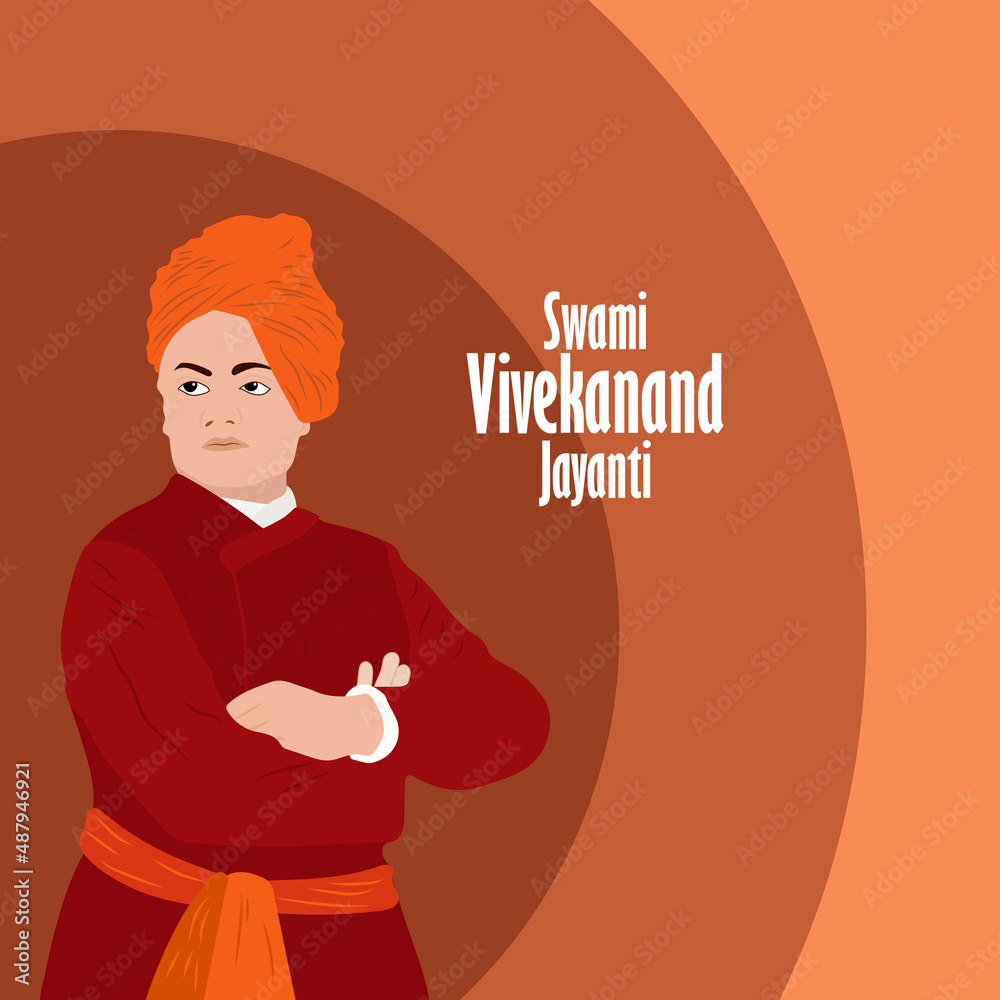 Swami Vivekananda Vector Illustration, Greeting Card Stock Vector ...