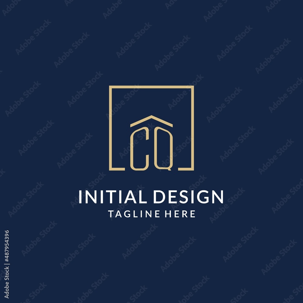 Initial CQ square lines logo, modern and luxury real estate logo design ...