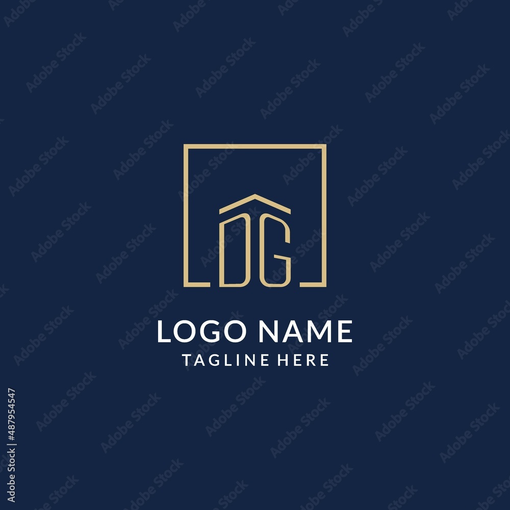 Initial DG square lines logo, modern and luxury real estate logo design ...