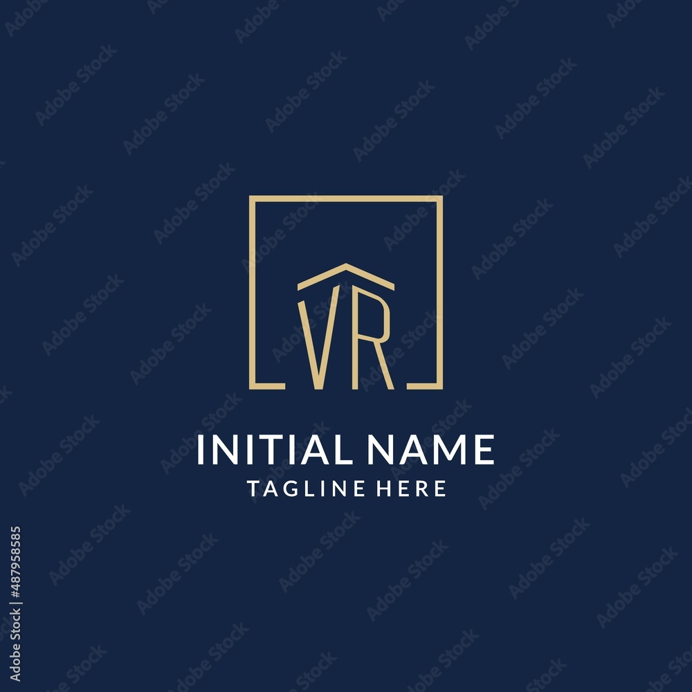 Initial VR square lines logo, modern and luxury real estate logo design ...