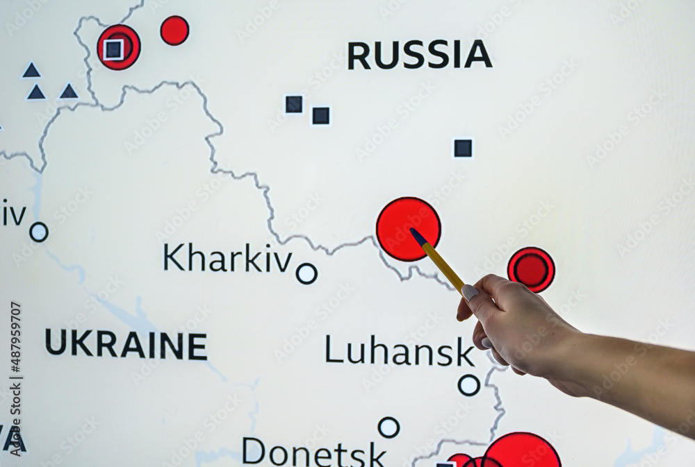 Russia and Ukraine on geopolitics map Stock Photo | Adobe Stock