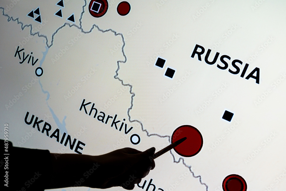 Russia and Ukraine on geopolitics map Stock Photo | Adobe Stock