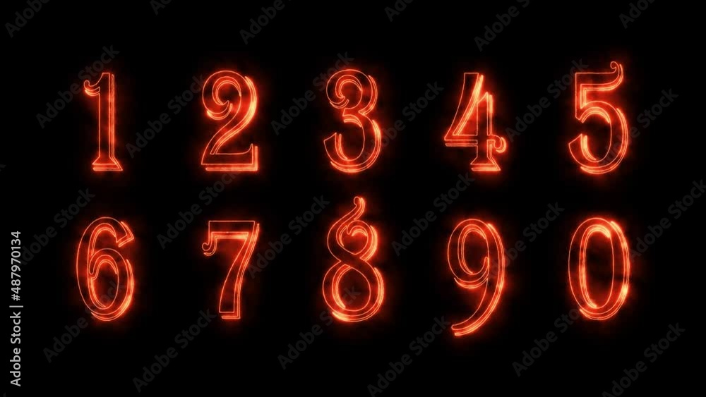 Vidéo Stock Haze Number Set isolated on black background. Spooky and ...