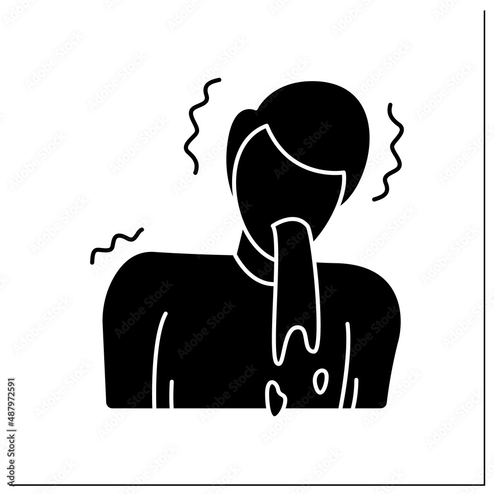 Vomiting glyph icon. Man throwing up. Heat stroke, brain damage, food ...