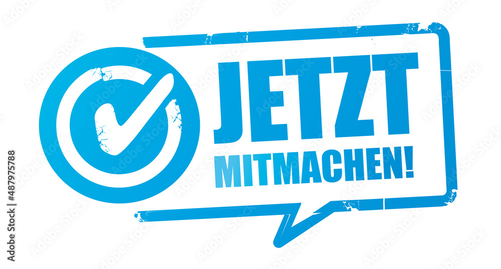 Stempel jetzt mitmachen - Vektor Illustration - deutscher Text Stock ...