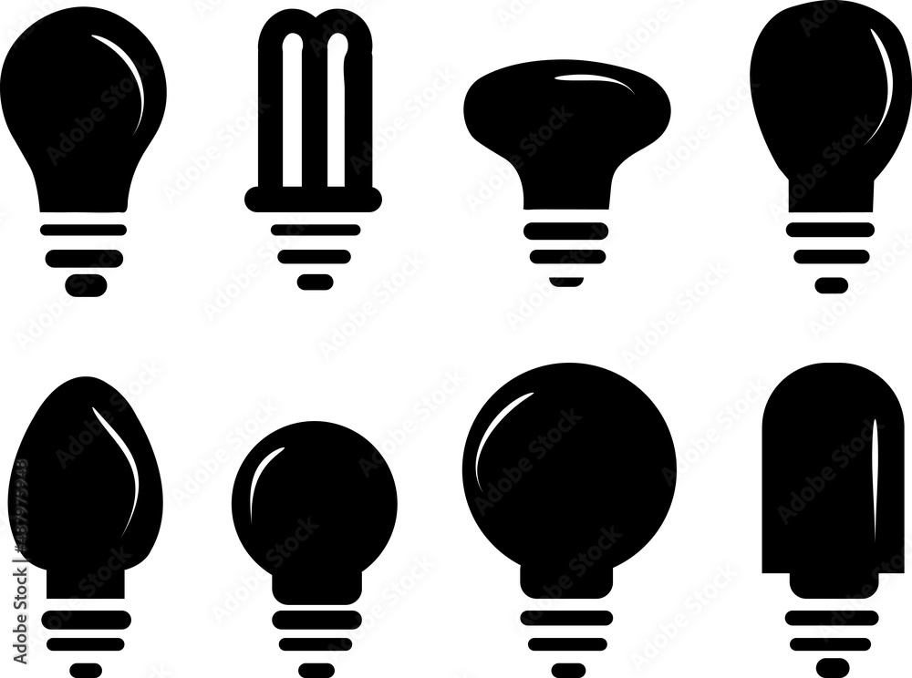 Light Bulbs Icons Set on White Background. Vector.eps Stock Vector | Adobe Stock