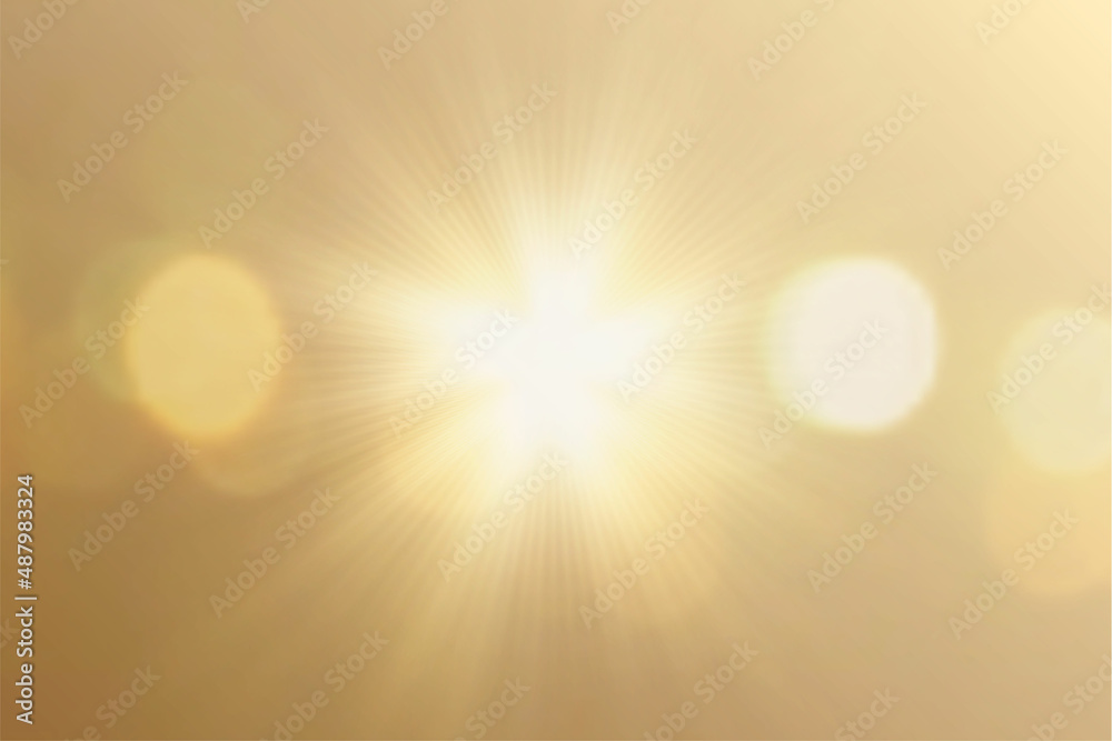 Summer sky background. Realistic vector sun surrounded by sun glare, on ...