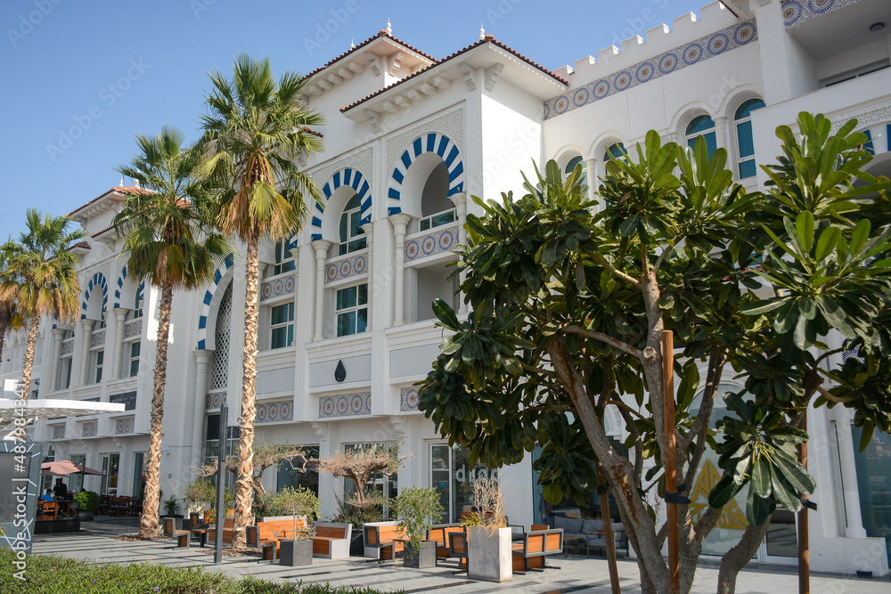 Dubai, UAE - February 3, 2022: Dar Wasl shopping mall and apartment ...