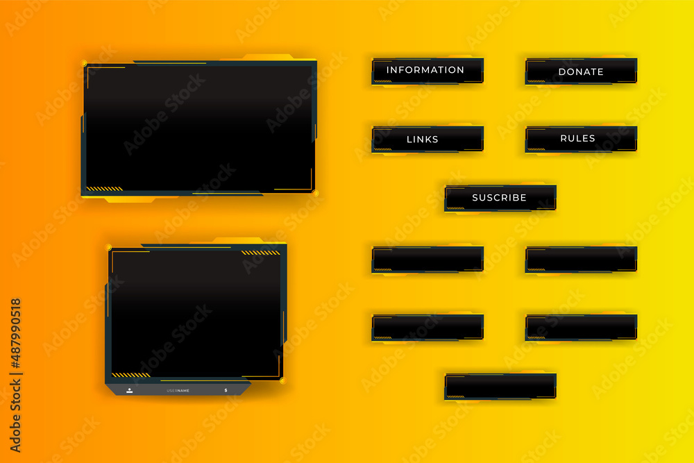 Twitch overlay gamer and streamer border Stock Vector | Adobe Stock