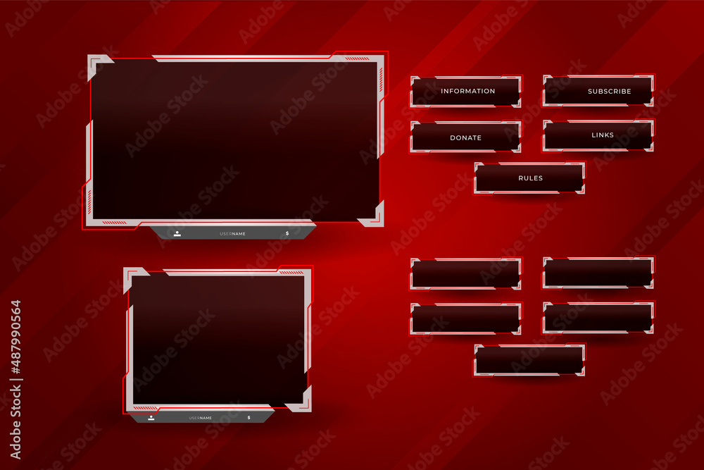 Twitch overlay gamer and streamer border yellow color concept Stock ...