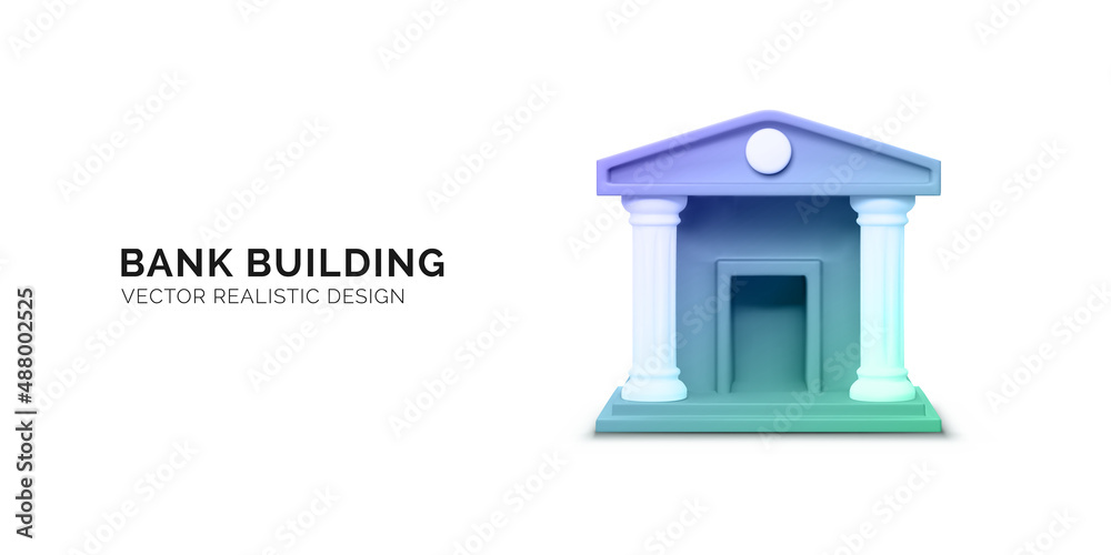 Bank building. Online banking or bank transactions and service concept ...