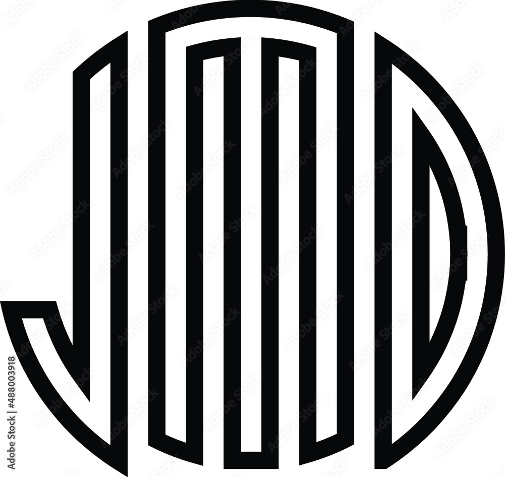 Title: JMD Letter logo design with a circular shape vector in ...