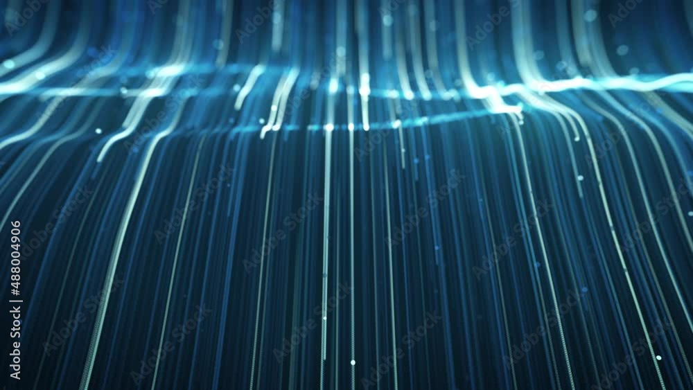 Abstract Light Fiber Strings Flowing Background Loop/ 4k animation of ...