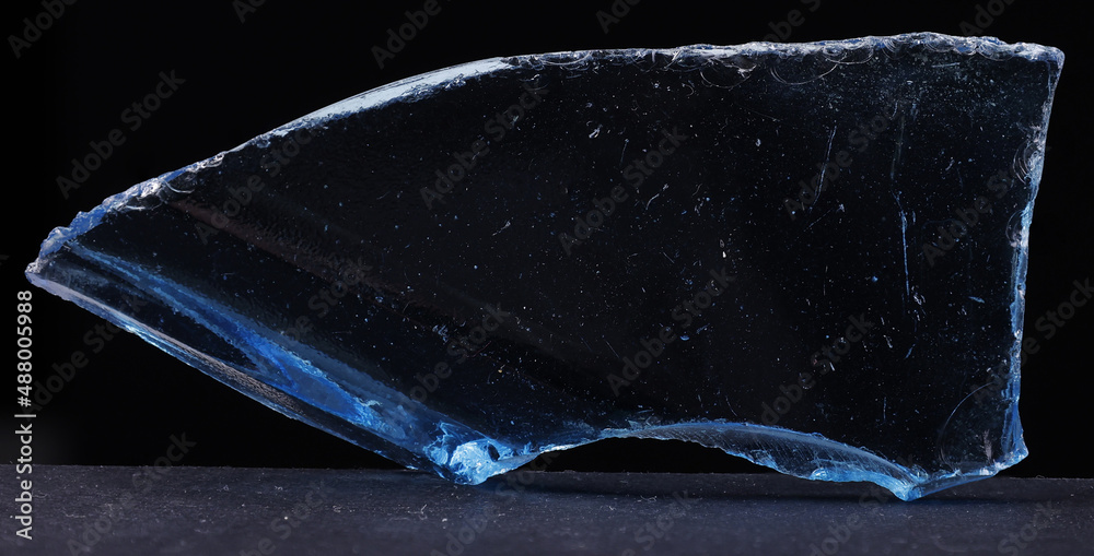 High resolution broken glass shard - macro, alpha black background ...