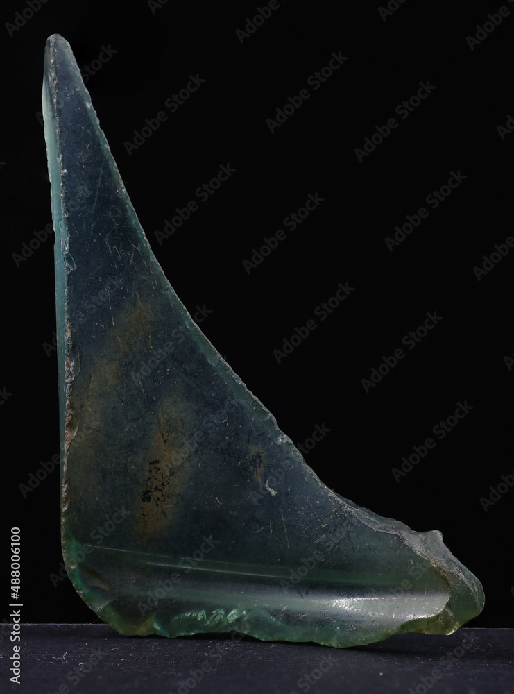 High resolution broken glass shard - macro, alpha black background ...