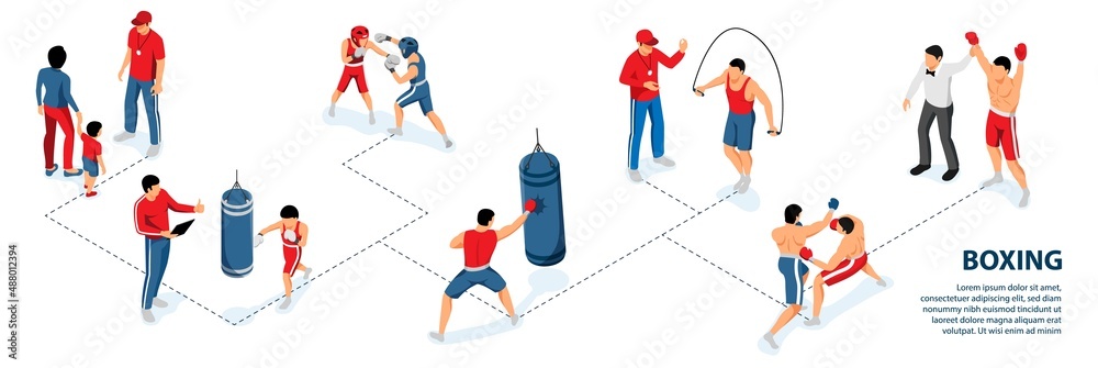 Isometric Professional Boxing Infographics Stock Vector | Adobe Stock