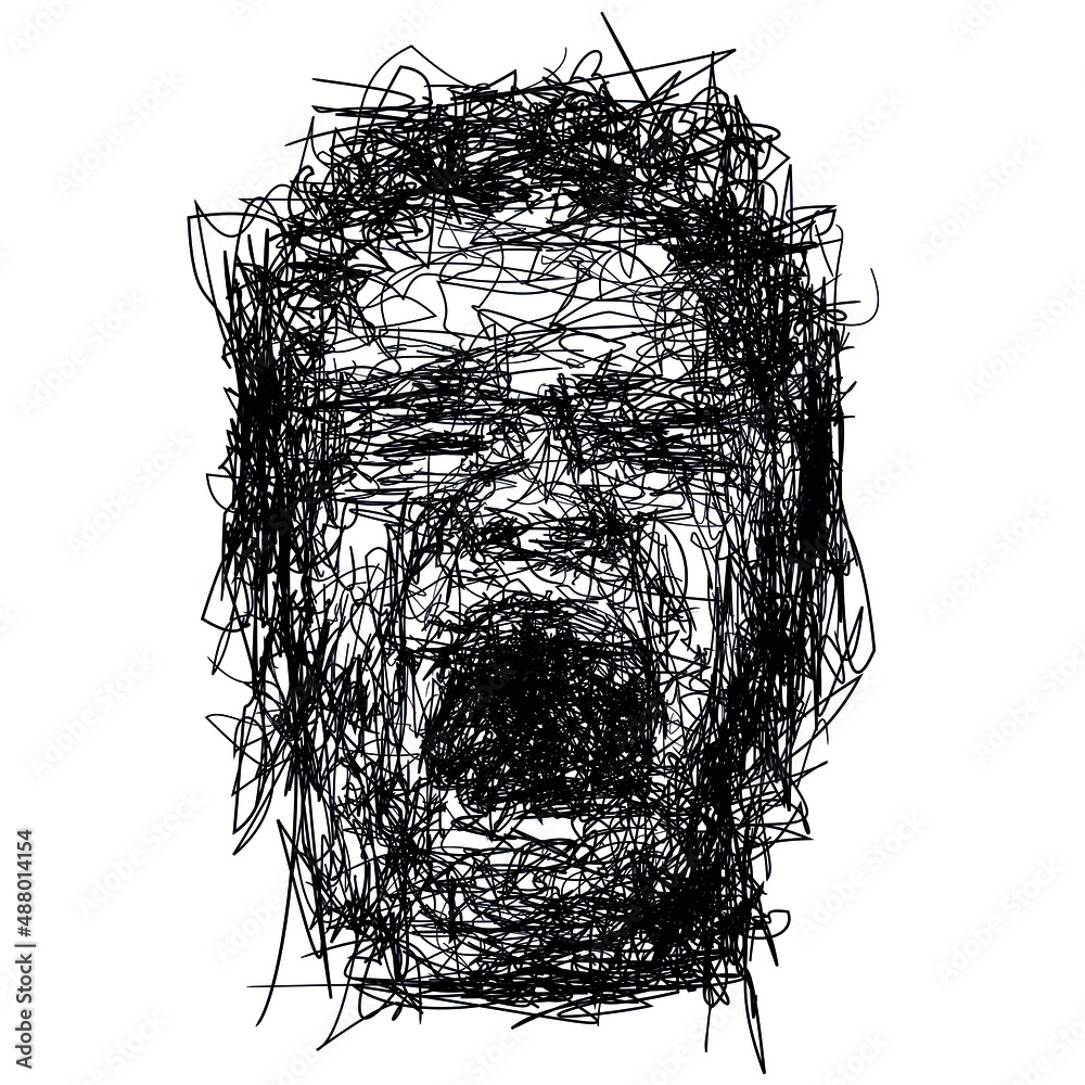 Drawing sketch of expressive face of person screaming loud Stock Vector ...