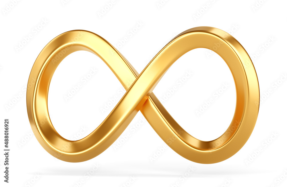 Abstract golden infinity symbol isolated on white background Stock ...