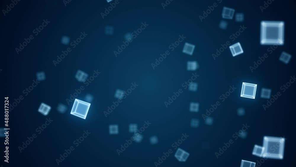 Motion graphic of Blue futuristic cube levitation on abstract ...