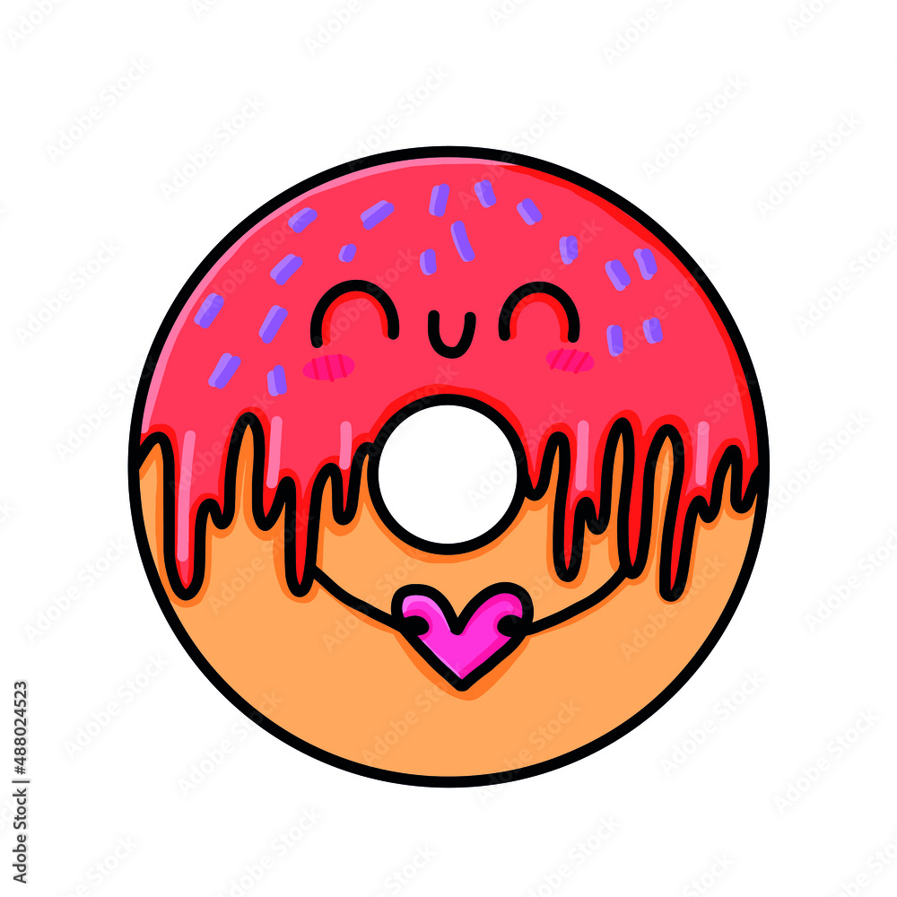 Donut avatar cartoon character vector illustration graphic design. A ...