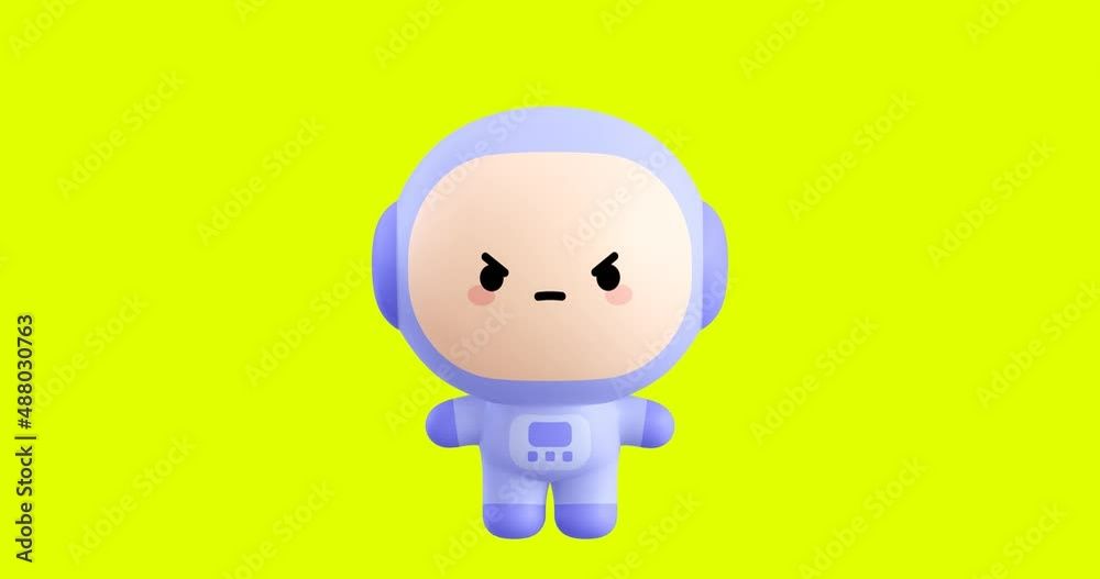 Funny Looped cartoon kawaii astronaut character. Cute emotions and move ...