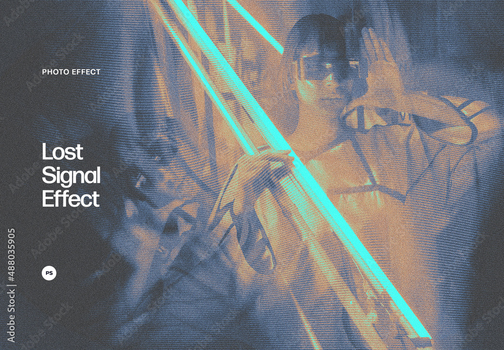 Lost Signal Video Glitch Photo Effect Mockup Stock Template | Adobe Stock