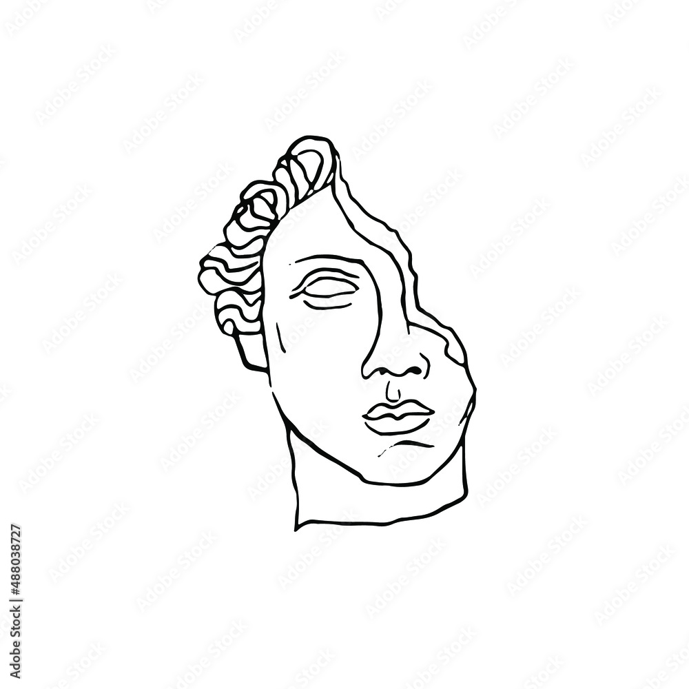 vector countinious line drawing of ancient greek sculpture isolated on ...