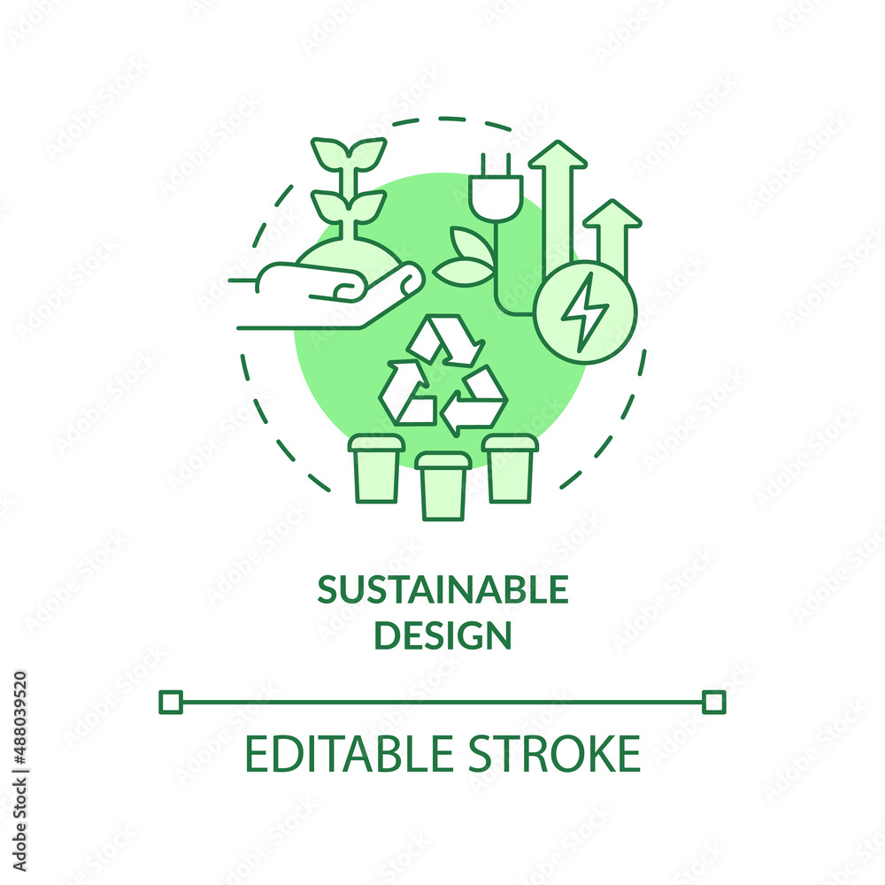 Sustainable design green concept icon. Principles of urban ...