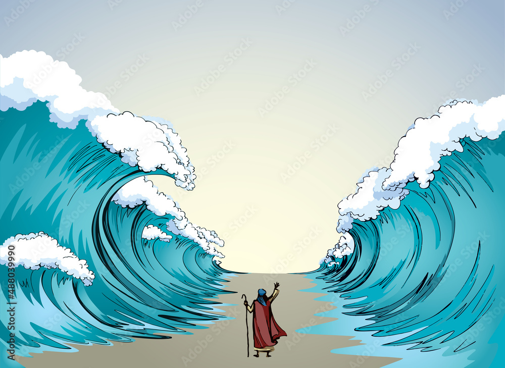 Moses with the staff. Vector drawing Stock Vector | Adobe Stock