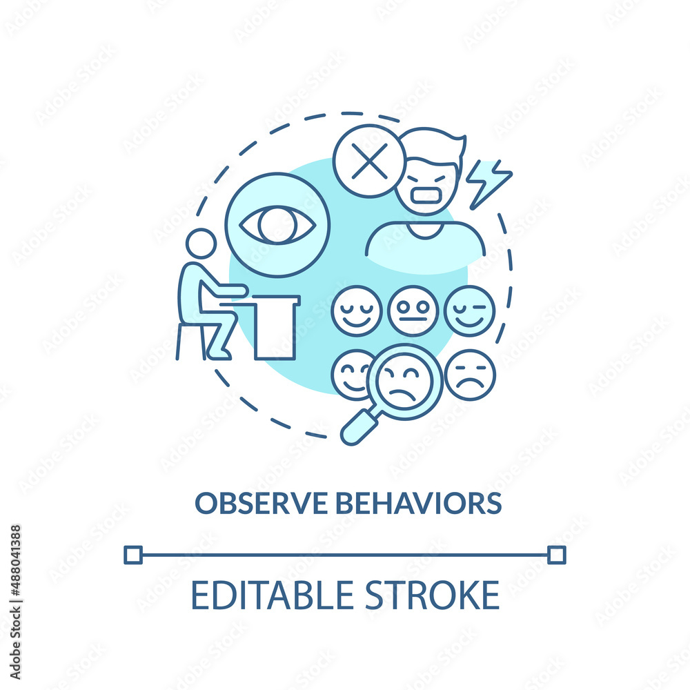 Observe behaviors turquoise concept icon. Tips for teacher. Conduct ...