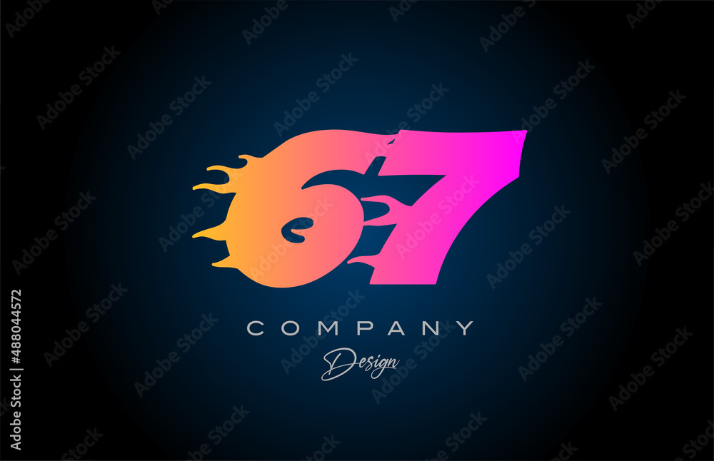 pink blue 67 number icon logo design. Creative template for business ...