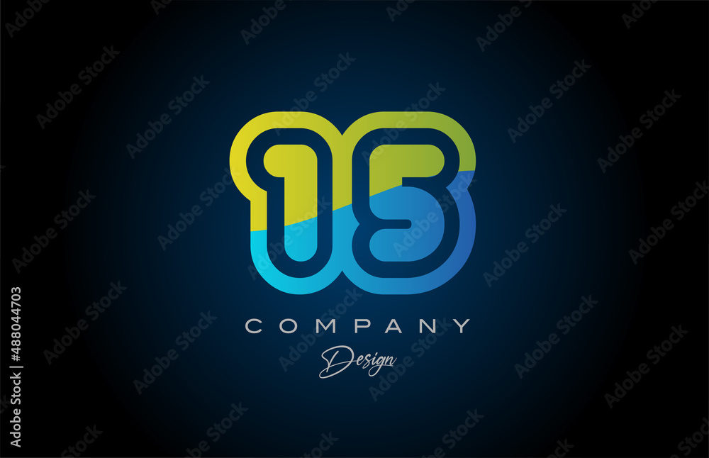 15 green blue number logo icon design. Creative template for company ...